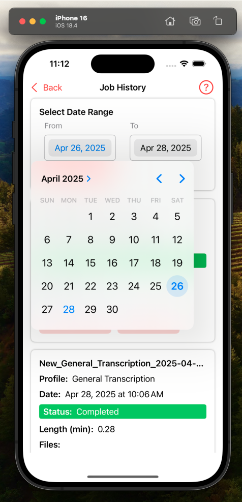 Viewing Job History on Claudio Mobile